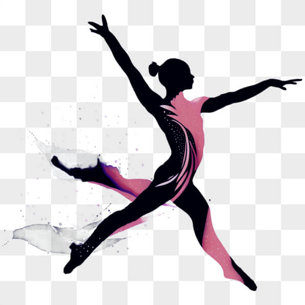 Download Silhouette of Female Dancer Jumping in Pink and Black PNGs ...
