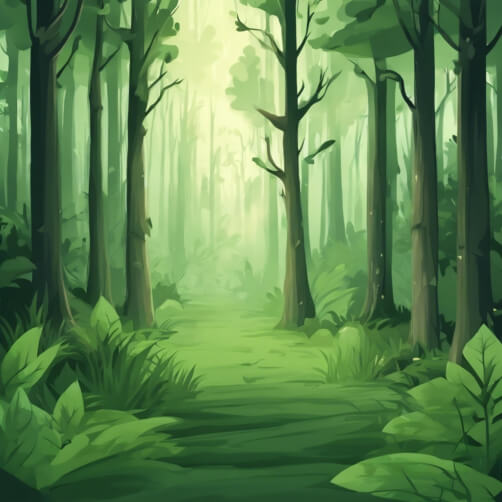 Download Cartoon Forest Scene with Green Trees and Bushes Backgrounds ...