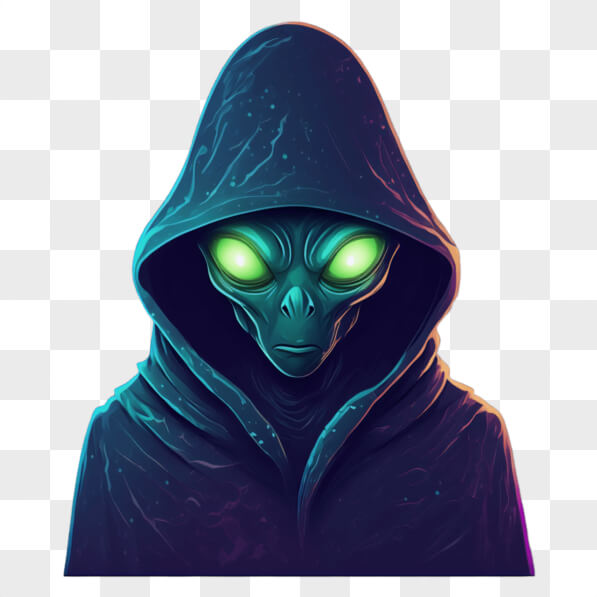 Descarga Alien abstracto con ojos verdes brillantes en sudadera negra ...