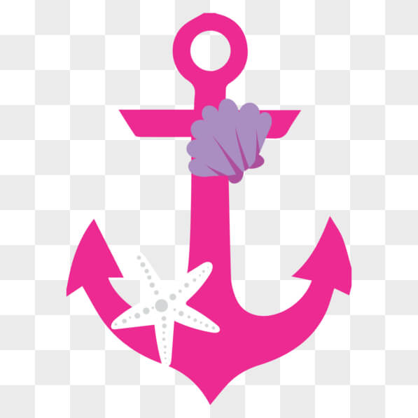 Rosa Anker mit Seestern und Muscheln auf weißem Hintergrund PNGs online ...