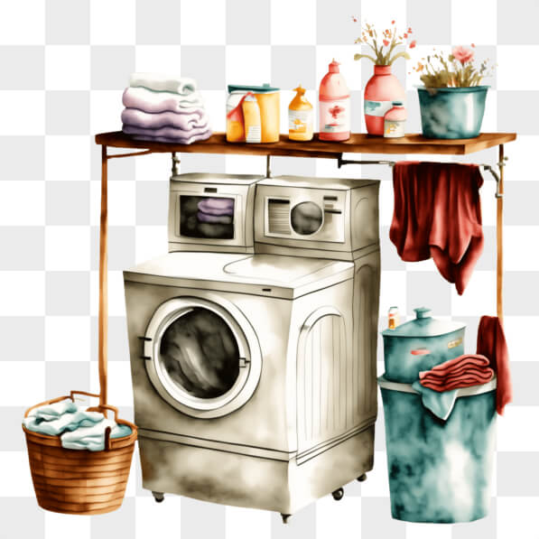 Download Laundry Room with Washing Machine, Towels, and Household Items ...