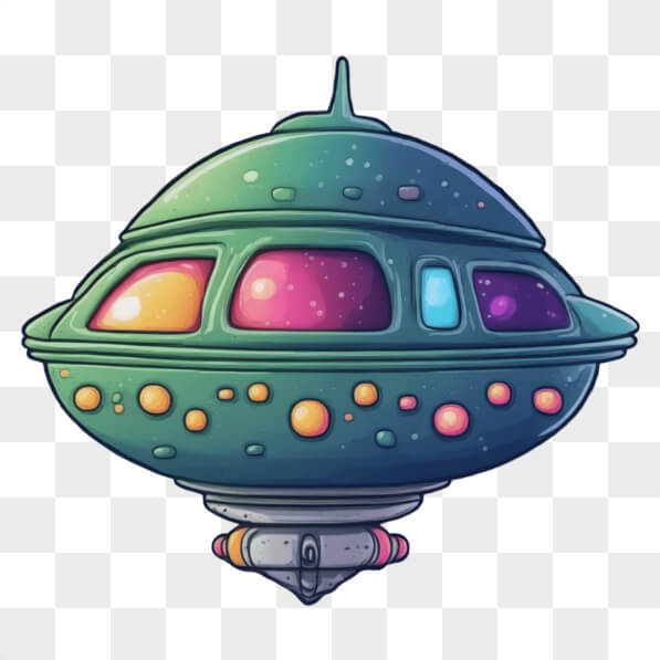 Download Green Alien Spaceship with Colorful Dots Cartoons Online ...