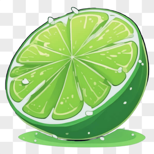 Download Sliced Lime on Black Background Cartoons Online - Creative Fabrica