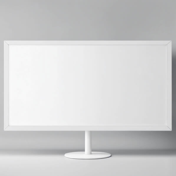 Download Large White Television Screen on Empty Stand Mockups Online ...