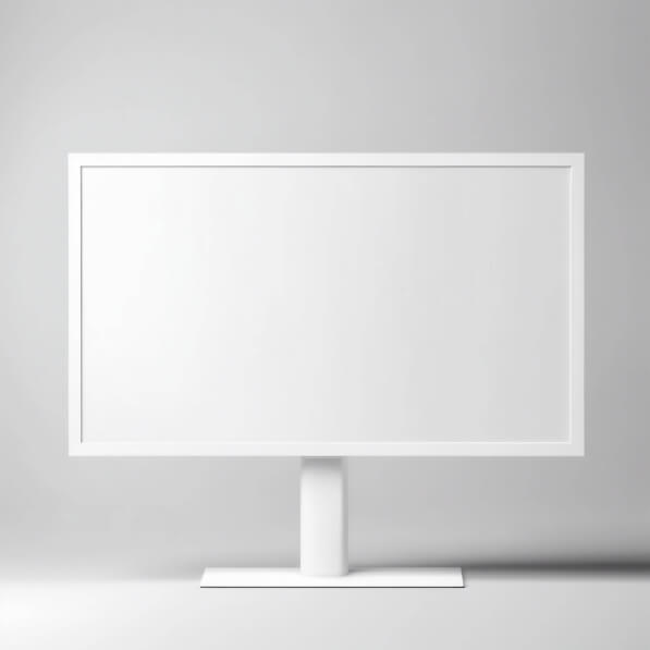 Download Large White Television Screen on Empty Stand Mockups Online ...