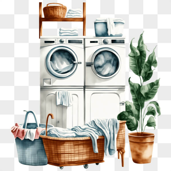 Download Cozy Laundry Room with Washers and Dryers PNGs Online ...