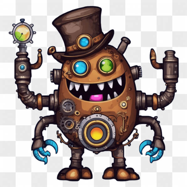 Download Steampunk Cartoon Robot with Top Hat, Glasses, and Eye Patch ...