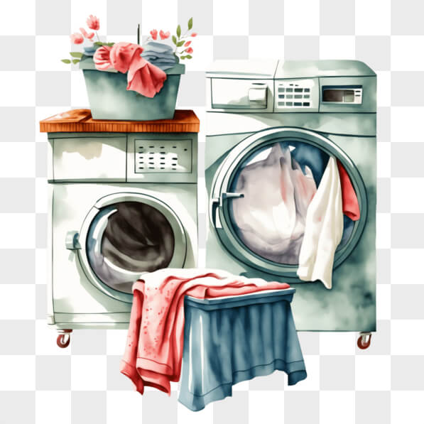 Download Clean and Tidy Laundry Room with Washers and Dryers PNGs ...
