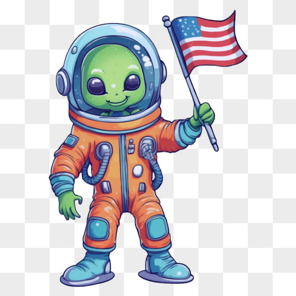 Download Cartoon Alien Astronaut with American Flag Cartoons Online ...