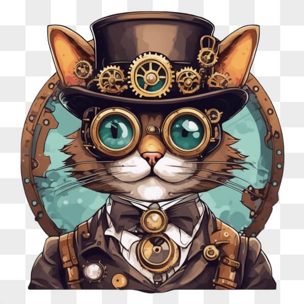 Download Steampunk Cat with Top Hat, Goggles, and Gears Cartoons Online ...