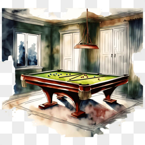 Download Indoor Pool Table with Billiards in an Elegant Room PNGs ...