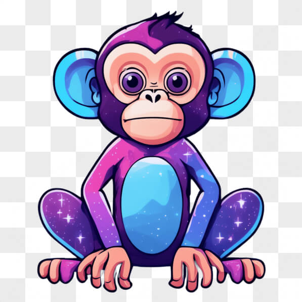 Download Cute Monkey Illustration in Purple and Blue Colors Cartoons ...