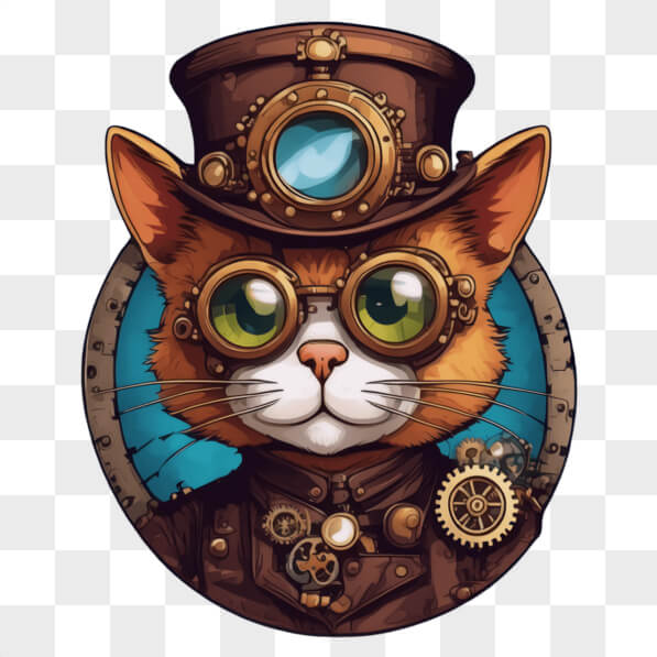 Download Steampunk Orange Cat with Top Hat and Gears Cartoons Online ...