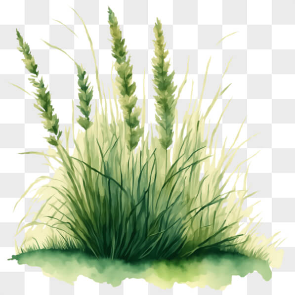 Download Watercolor Illustration of Tall Green Grasses in the Grassland ...