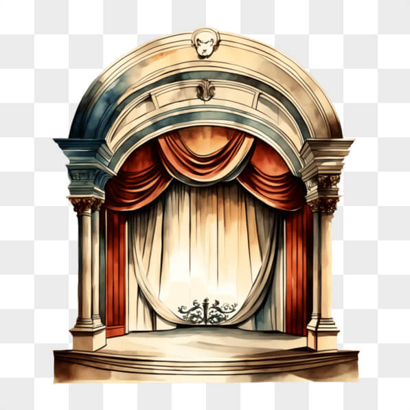 Download Ornate Stage with Draped Curtains and Chairs PNGs Online ...