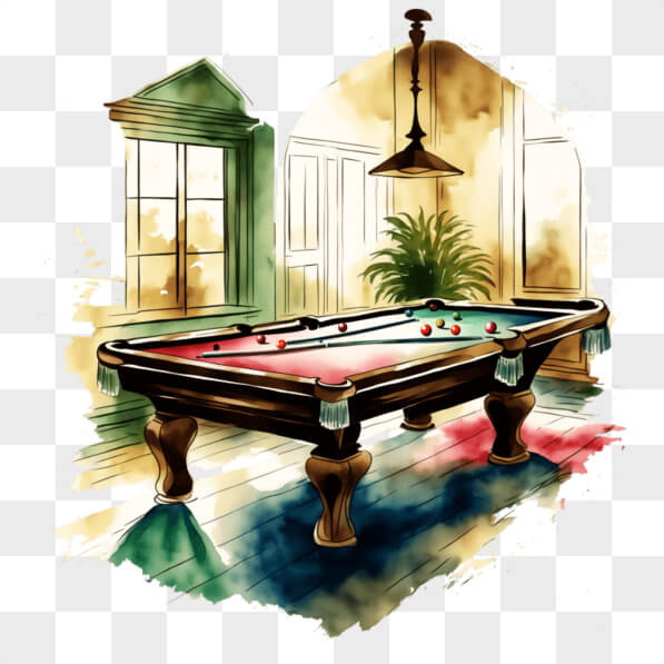 Download Pool Table in an Indoor Setting with Scattered Pool Balls PNGs ...