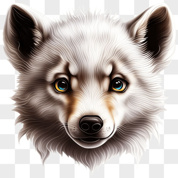 Download Detailed Illustration of a White Fox Head with Blue Eyes PNGs ...