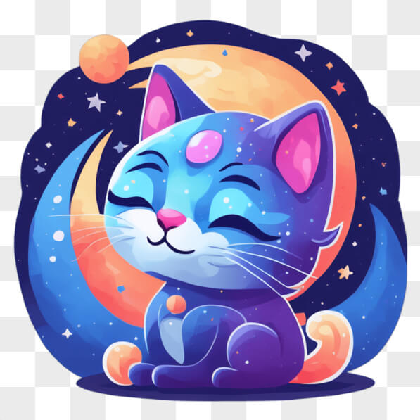 Download Cartoon Cat on the Moon with Stars Cartoons Online - Creative ...