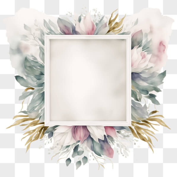 Descarga Marco Blanco con Fondo de Flores y Hojas PNGs En Línea ...