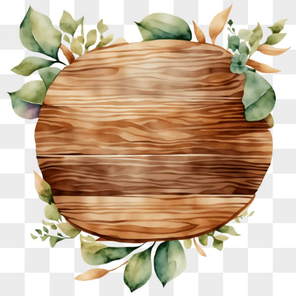 Download Rustic Wooden Board with Green Leaves and Flowers PNGs Online ...