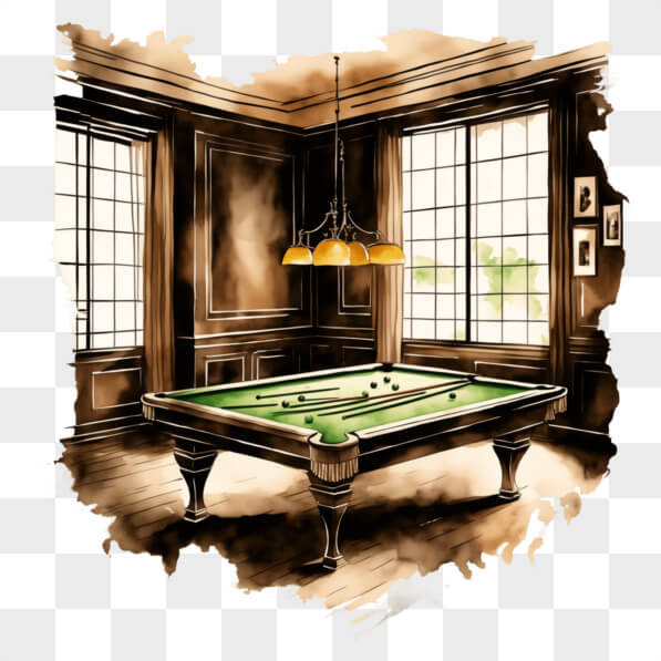 Download Vintage Pool Table in Old-Fashioned Room with Dark Wood ...