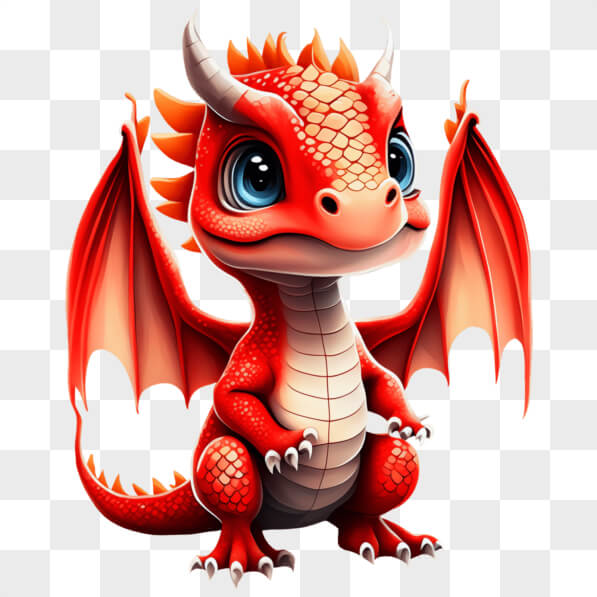 Download Small Red Dragon with Blue Eyes and Big Horns PNGs Online ...