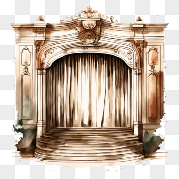 Download Ornate Stage with Curtain PNGs Online - Creative Fabrica