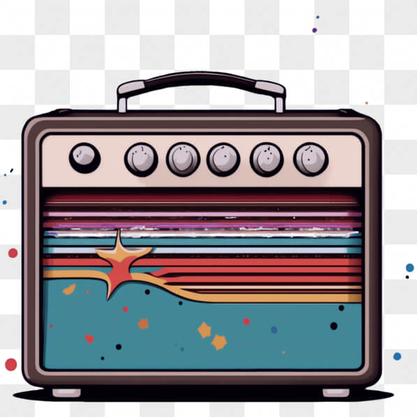 Download Retro-Styled Colorful Striped Amplifier with Stars PNGs Online ...