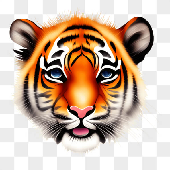 Download Smiling Tiger Face in Orange and Black PNGs Online - Creative ...