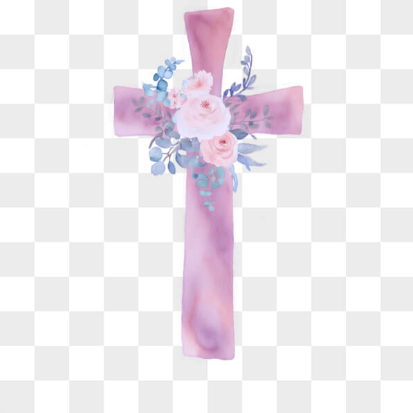 Download Religious Cross with Pink Flowers and Green Leaves PNGs Online ...