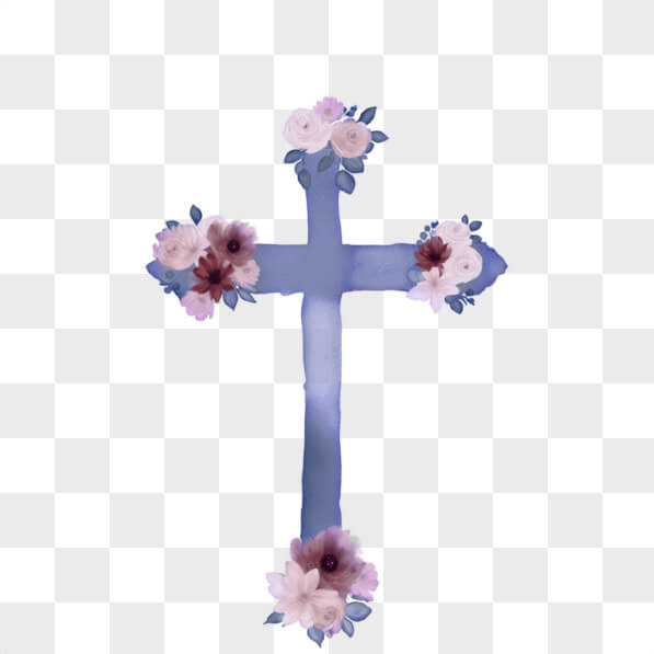 Download Religious Cross with Pink and Purple Flowers on Black ...