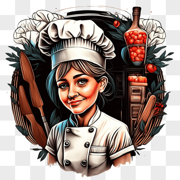 Download Female Chef in a Professional Kitchen with Cooking Tools and ...