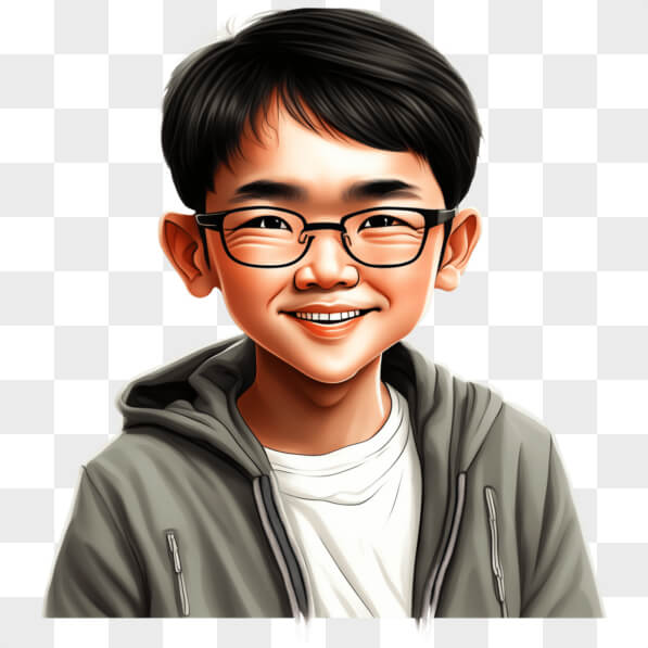 Download Happy Asian Boy Wearing Glasses PNGs Online - Creative Fabrica