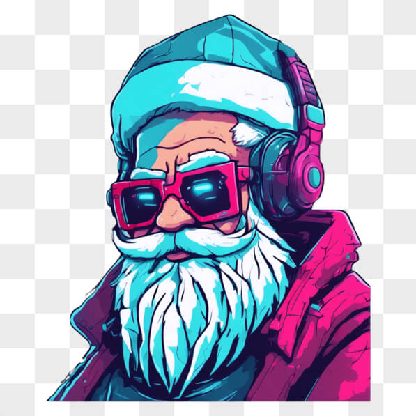 Download Cool Santa Claus Illustration with Modern Accessories Cartoons ...