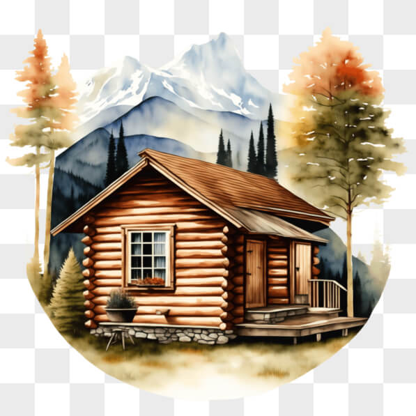 Download Charming Log Cabin in the Forest PNGs Online - Creative Fabrica