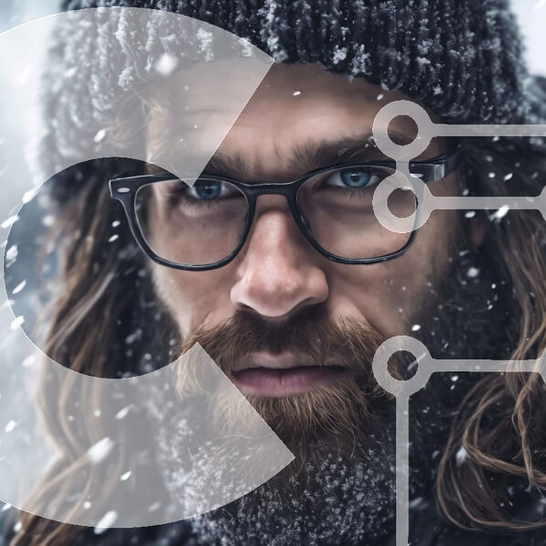 Bearded Man in Snow with Winter Clothing stock photo | Creative Fabrica