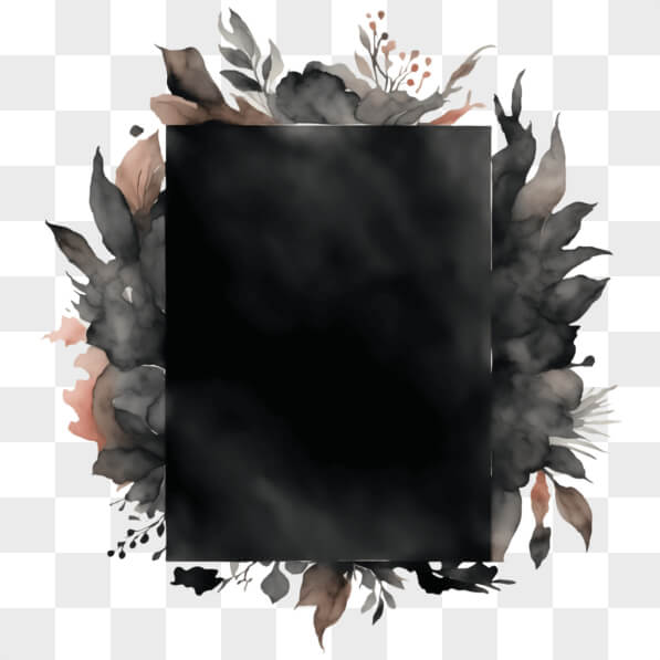 Download Decorative Black Frame with Flowers and Leaves PNGs Online ...
