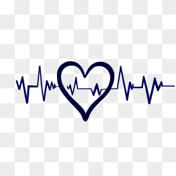 Download Blue Heart with ECG Line PNGs Online - Creative Fabrica
