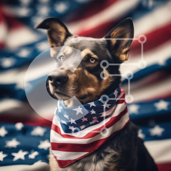 Patriotic Dog with American Flag Bandana stock photo | Creative Fabrica