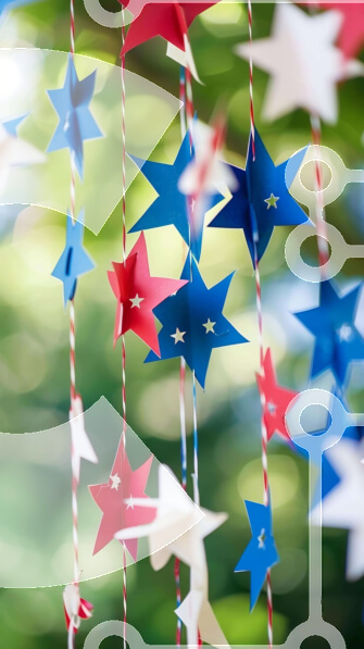 Festive Red, White, and Blue Paper Stars Decoration stock photo ...