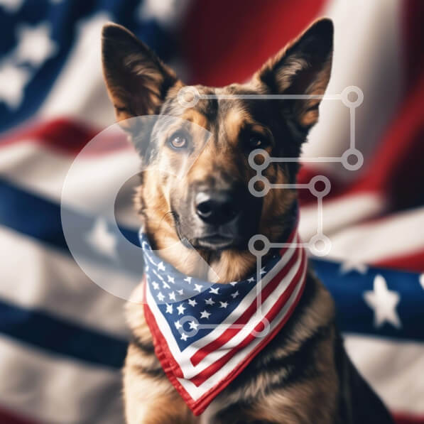 Download German Shepherd Dog with American Flag Bandana Stockphotos ...