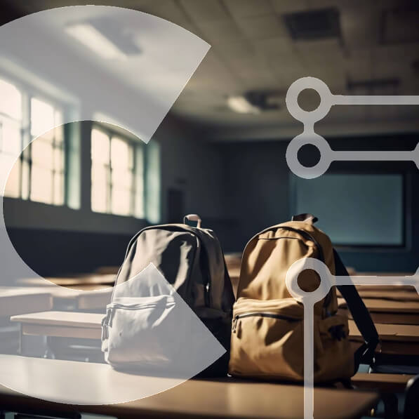 Study Environment: Two Backpacks in Empty Classroom stock photo ...