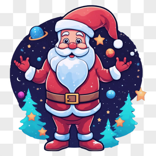 Download Cartoon Santa Claus with Stars and Planets Cartoons Online ...