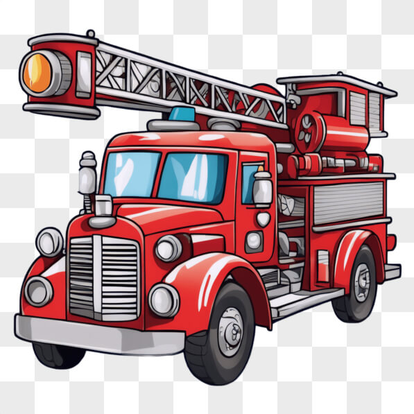 Download Animated Red Fire Truck with Rescue Ladder Cartoons Online ...