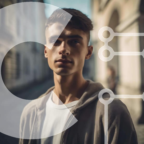 Young Man in Alleyway stock photo | Creative Fabrica