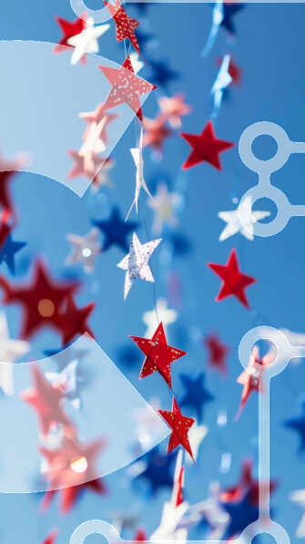 Festive Red, White, and Blue Paper Stars Decoration stock photo ...