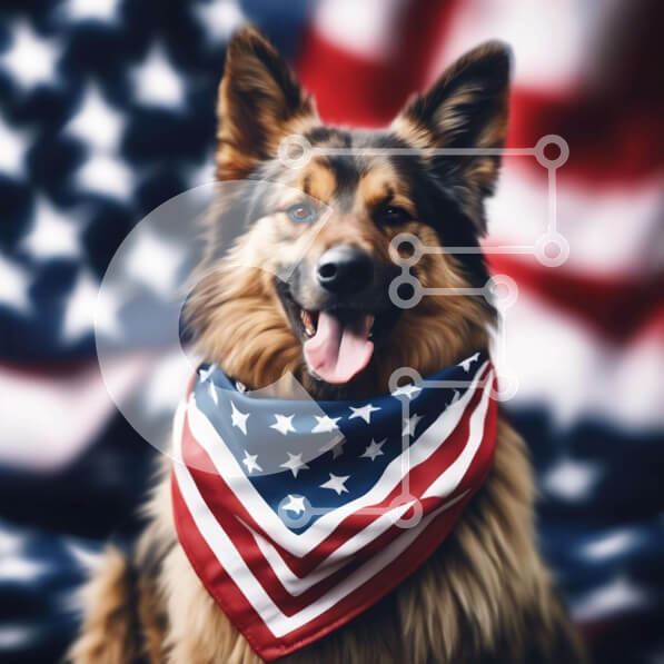 Patriotic Dog with American Flag Bandana stock photo | Creative Fabrica