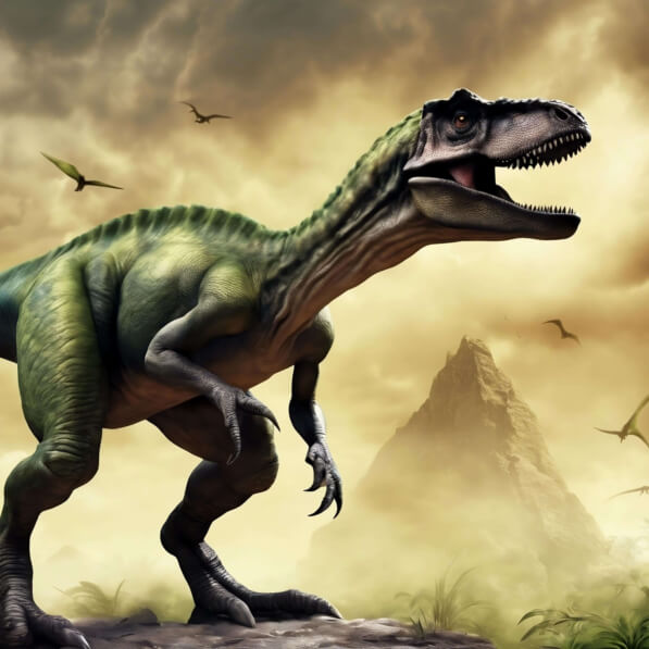 Download Green Dinosaur with Birds Backgrounds Online - Creative Fabrica