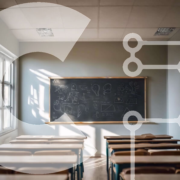 Quiet Classroom Scene with Students and Chalkboard stock photo ...