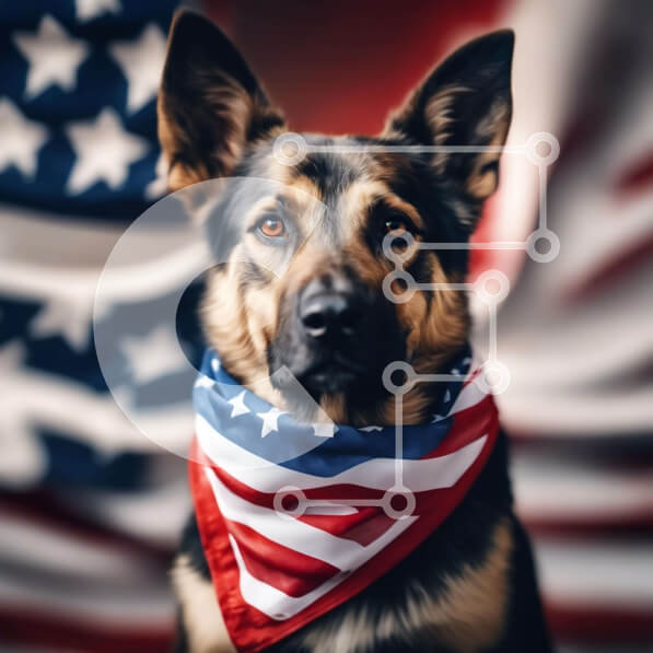 Download German Shepherd Dog with American Bandana and US Flag ...